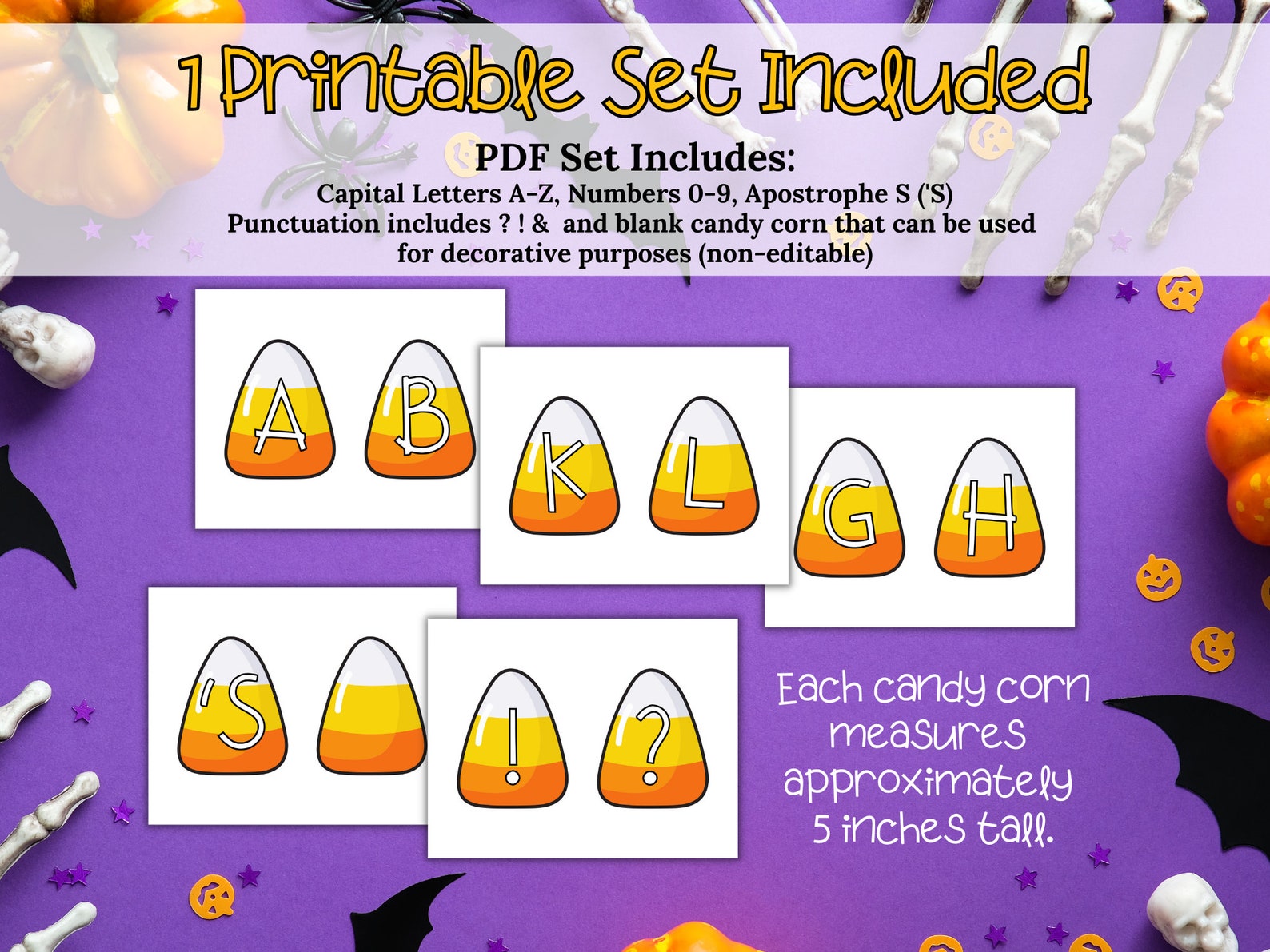 Candy Corn Decorative Letters Printable Halloween Bulletin Board Letter ...