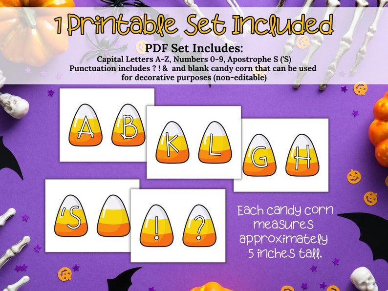 Candy Corn Decorative Letters Printable Halloween Bulletin Board Letter ...