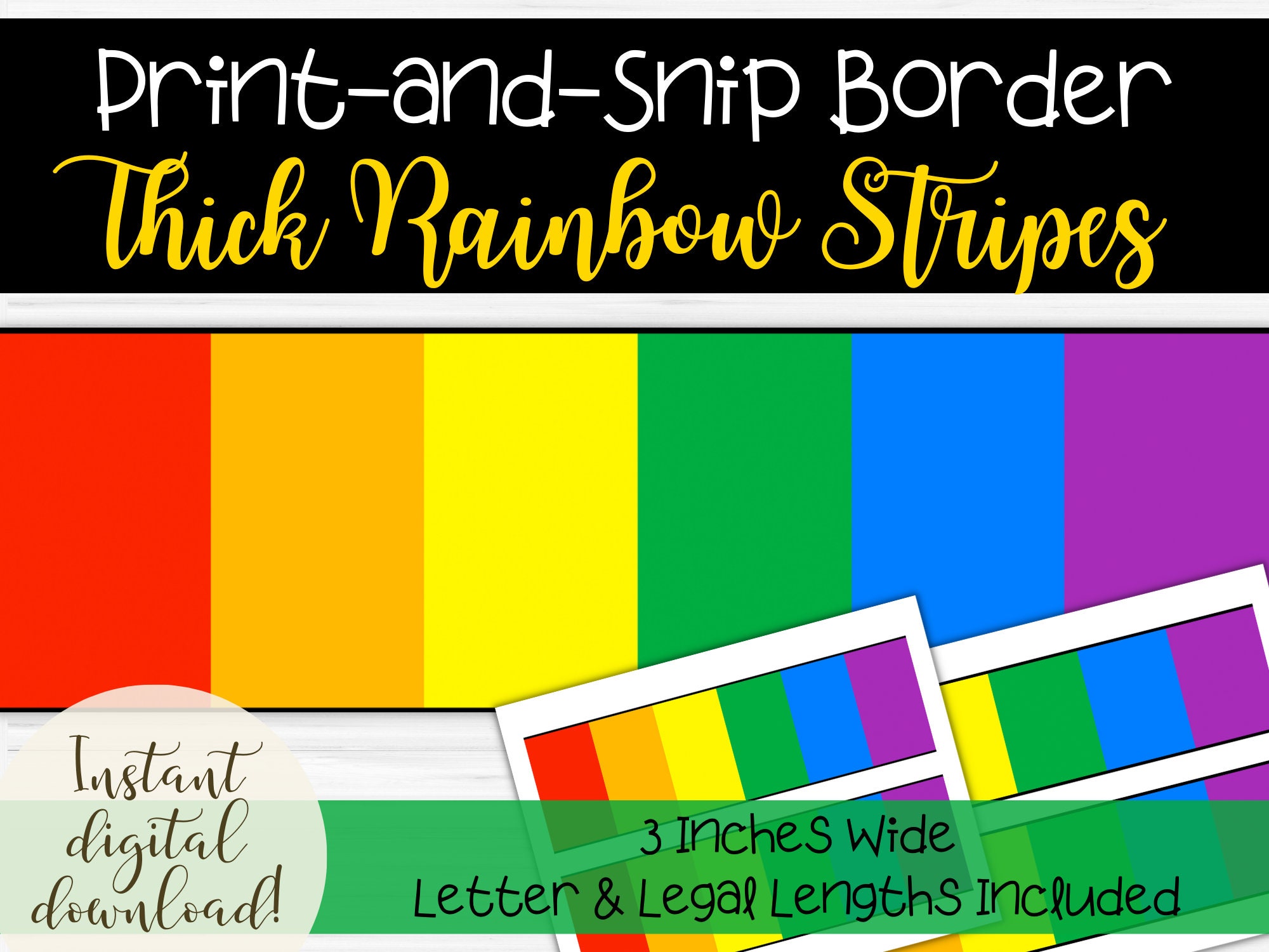 Rainbow Stripe Bulletin Board Border: Teacher Printable (digital ...