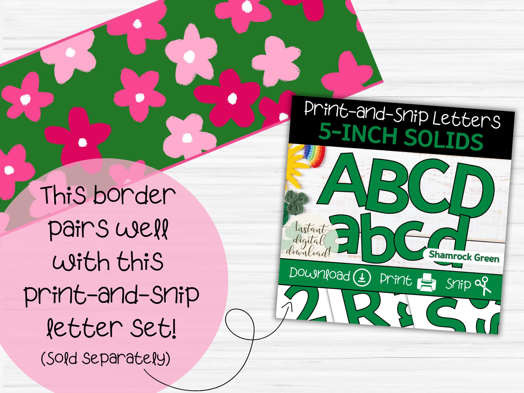 Pink Floral Bulletin Board Border, Printable Spring Border Strips ...