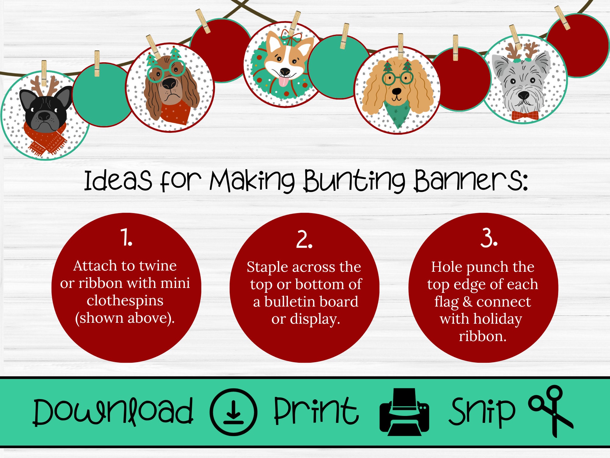 Christmas Dogs Bulletin Board Theme Set Printable Dog Face Borders ...