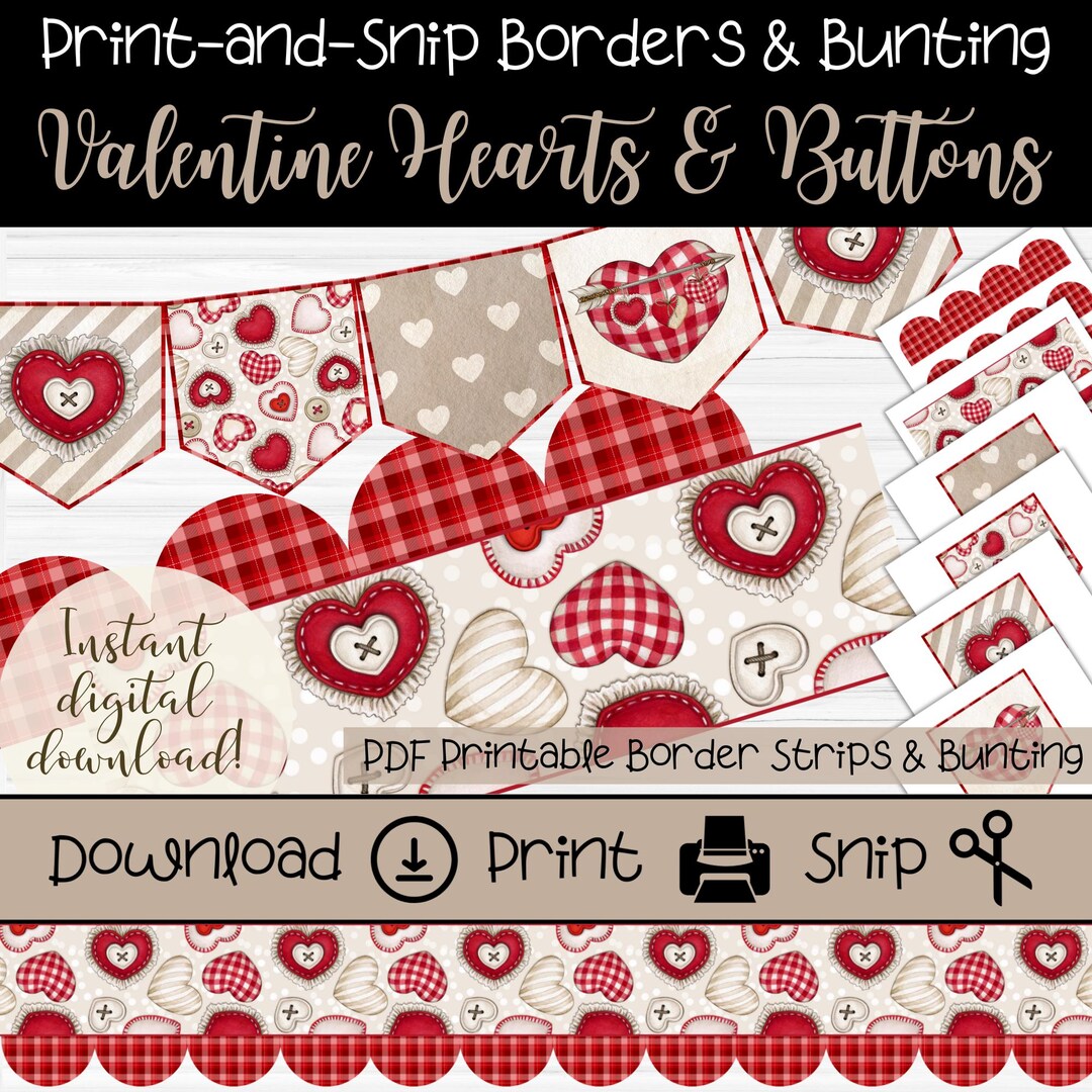 Valentine Bulletin Board Set, February Classroom Display, PDF Digital ...
