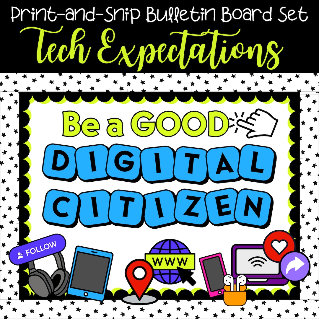 Computer & Technology Bulletin Board Kit | Social Media Rules for Kids ...
