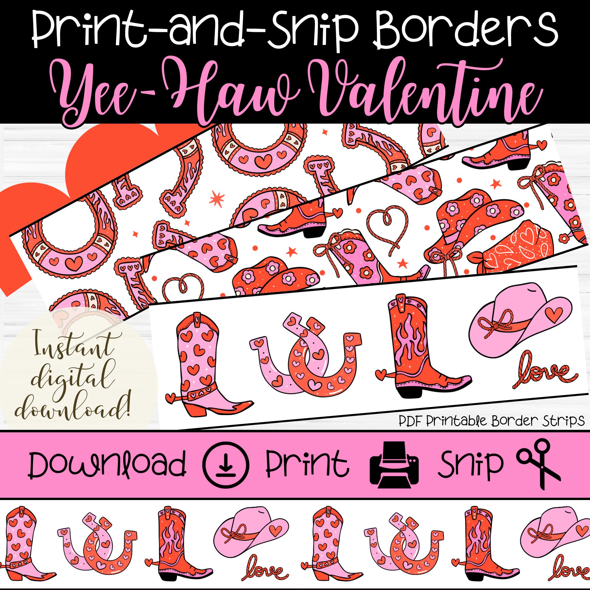Cowboy Valentine Bulletin Board Borders | Western Theme Trim (PDF) - Etsy