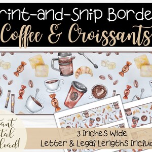 Coffee & Croissants Bulletin Board Border for Teachers | Printable ...