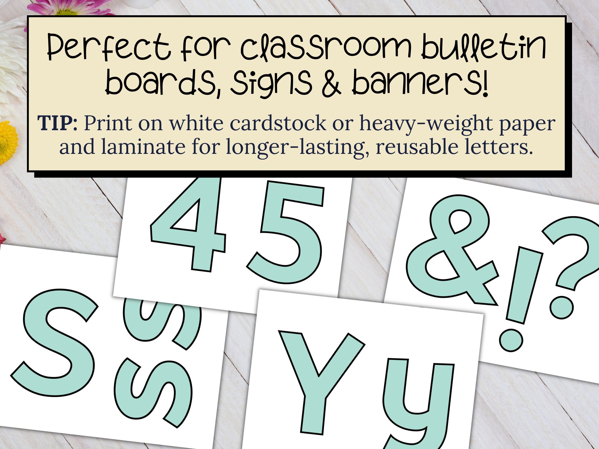 Seafoam Green Bulletin Board Letters Printable 5 Inch Letter - Etsy