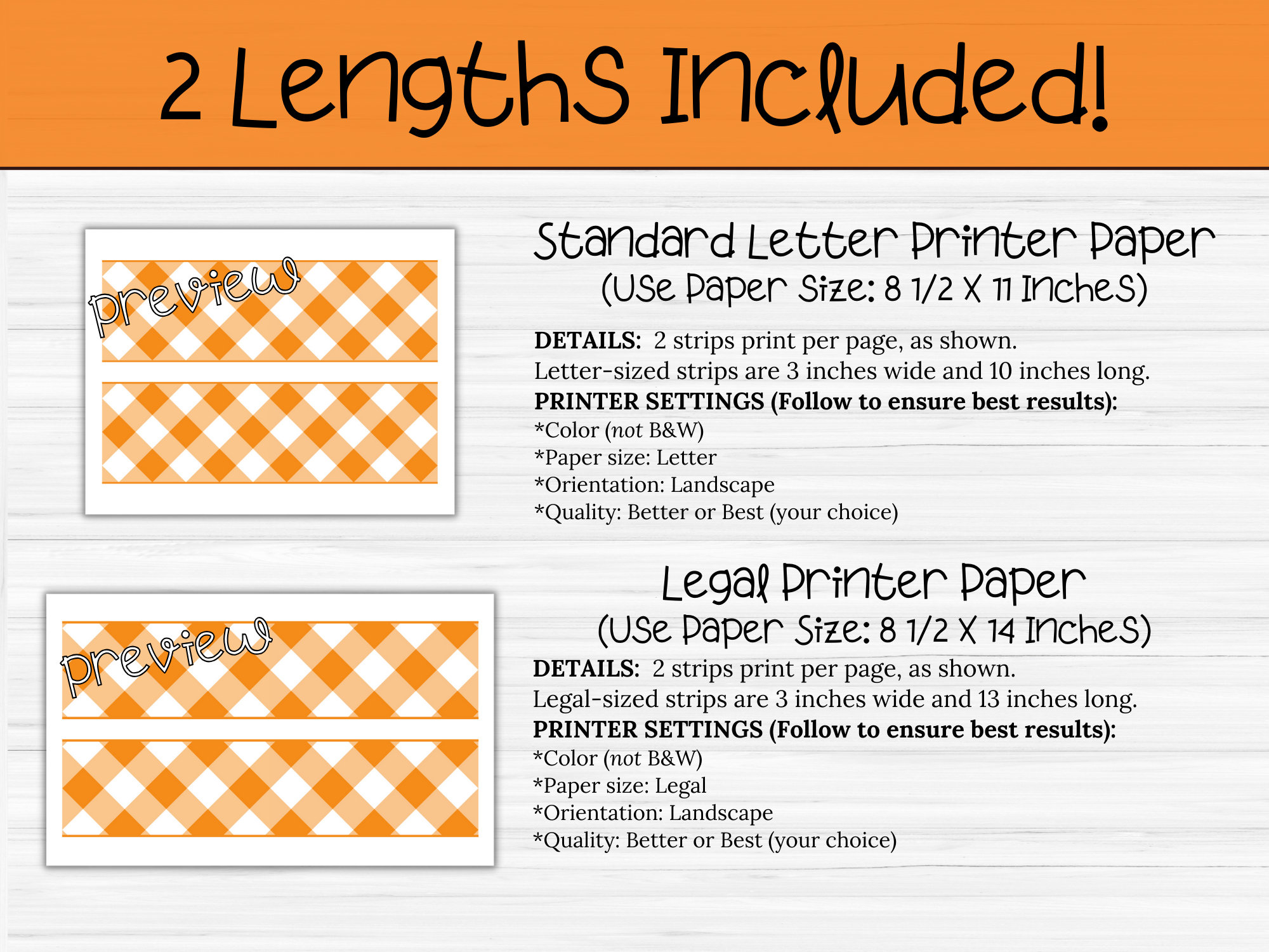Orange Gingham Bulletin Board Border Printable Border Strips - Etsy