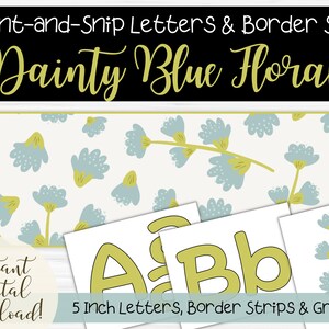Floral Bulletin Board Set | Printable Border & Green Letters | Pastel ...