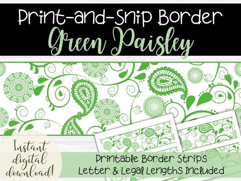 Bulletin Board Border Strips, Spring Classroom, Green Paisley Trim ...