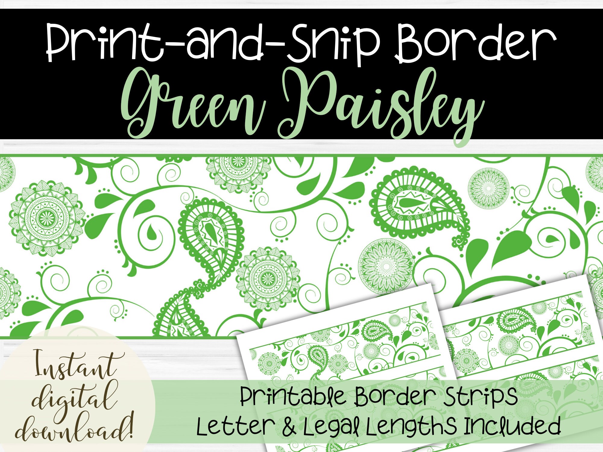 Bulletin Board Border Strips, Spring Classroom, Green Paisley Trim ...