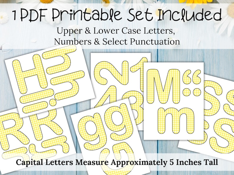 Yellow Gingham Printable Letters | Spring Bulletin Board (digital ...