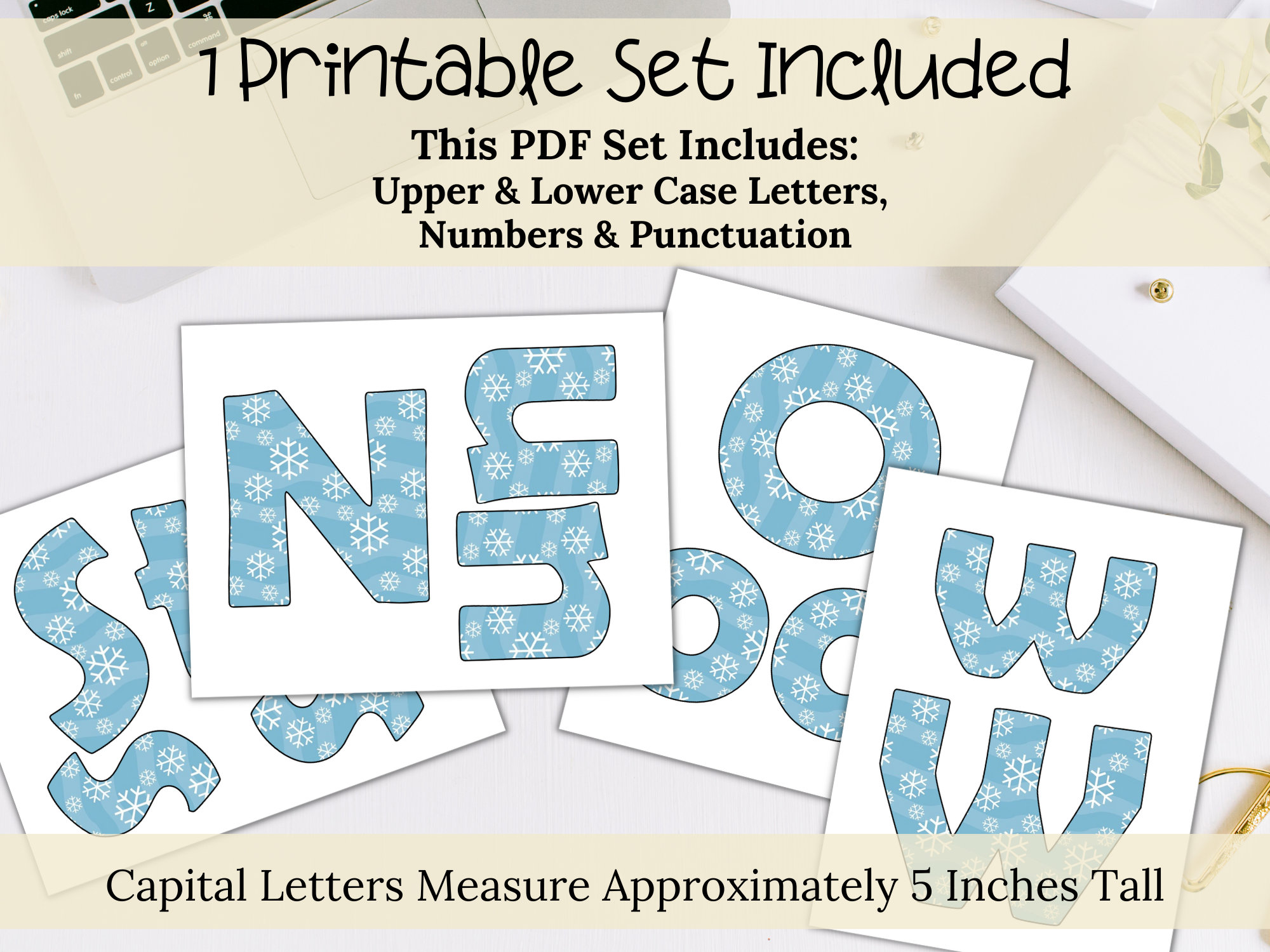 Printable Snowflake Flurries Bulletin Board Letter Set for Winter Party ...