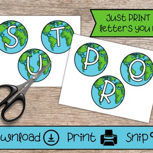 Decorative Planet Earth Letters | Printable Circle Letter Set | Earth ...