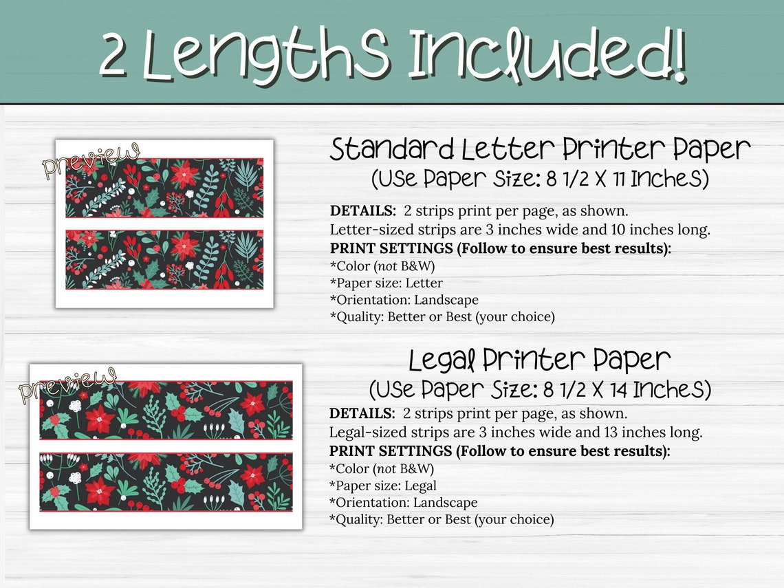 Poinsettias and Holly Bulletin Board Border: Printable Christmas Decor ...