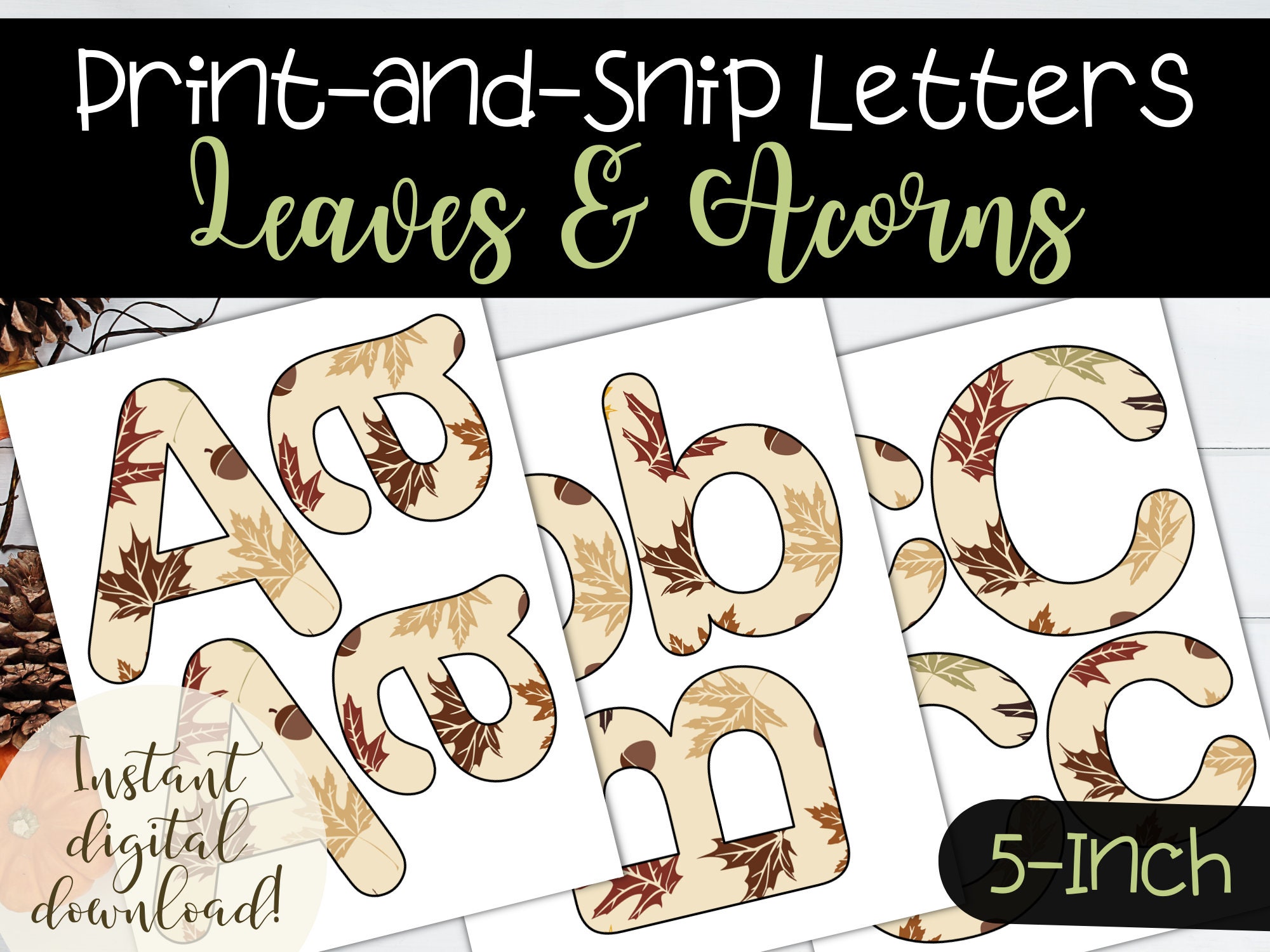 Printable Fall Foliage Brown and Beige Letter Set for - Etsy