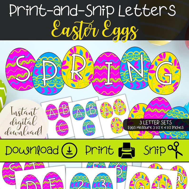 Printable Easter Egg Letter Sets for Bulletin Boards, Holiday Party ...