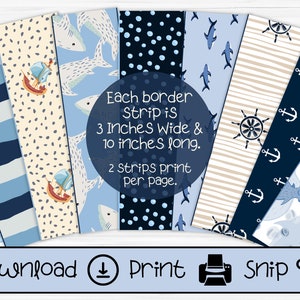 Nautical Bulletin Board Border Strips | Printable Shark Borders | Trim ...