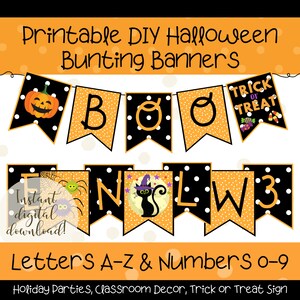 Halloween Bunting Banner Flags | Printable Letters & Numbers | Holiday ...