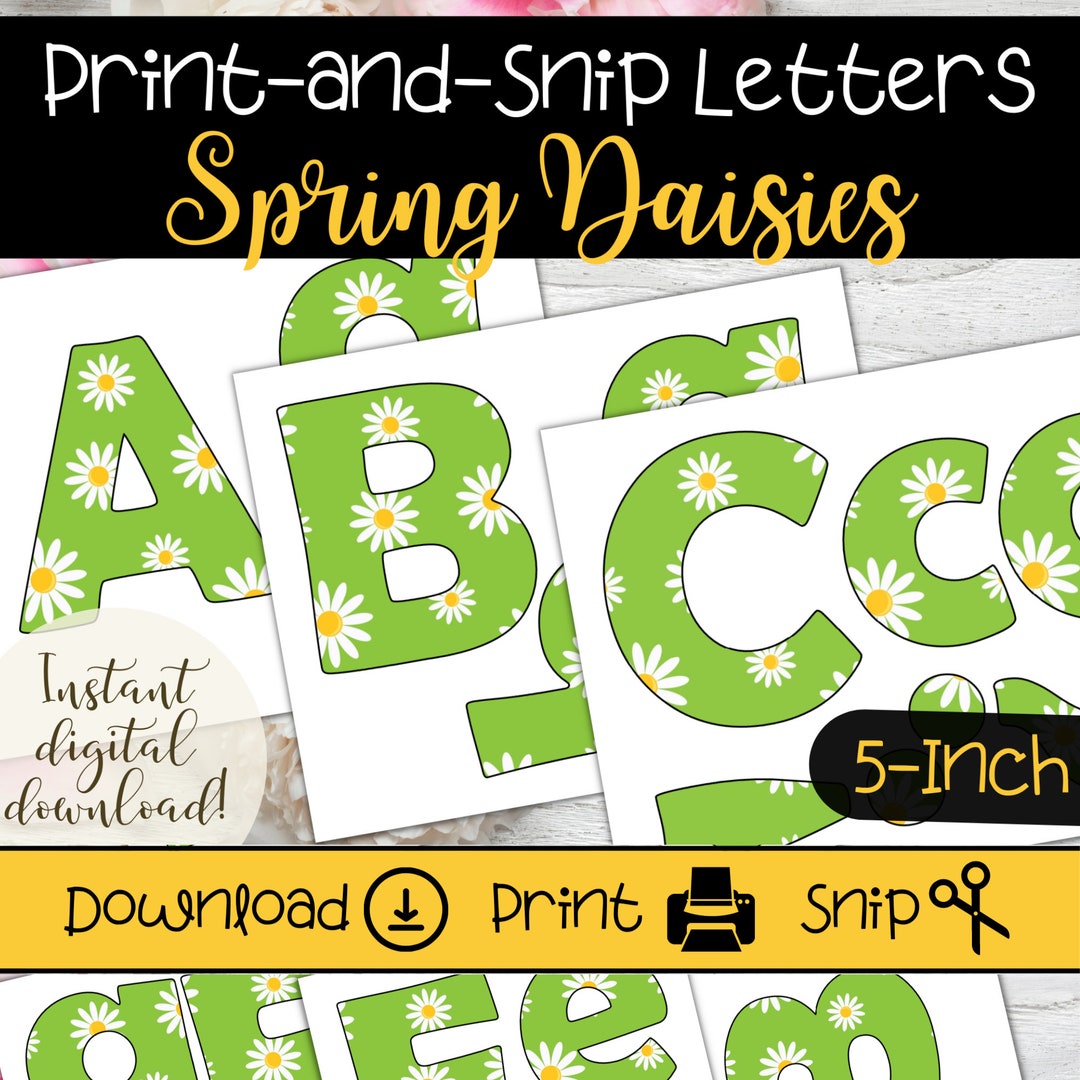 Spring Daisies Classroom Bulletin Board Letters Printable Letters for ...