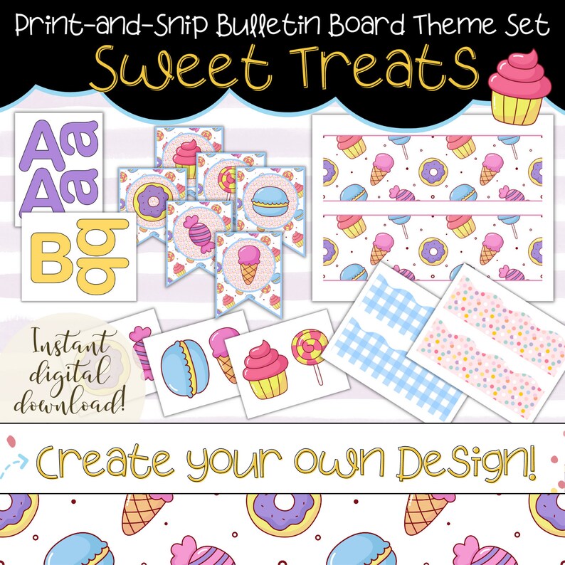 Sweets Bulletin Board Set, Printable Classroom Display Kit, Letters ...