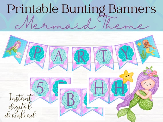 Printable Mermaid Bunting Banner Letters for Under the Sea | Etsy