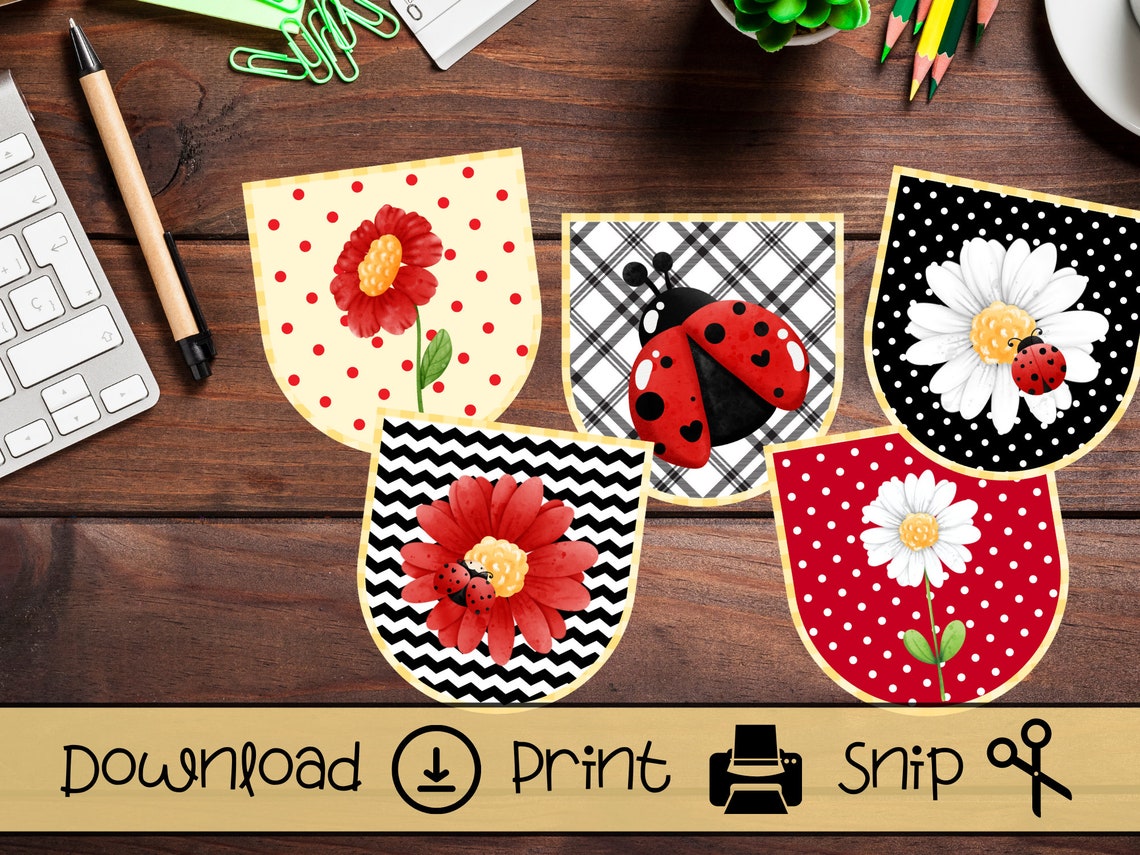 Ladybugs and Gerbera Daisies Rounded Bunting Banner Flags - Etsy