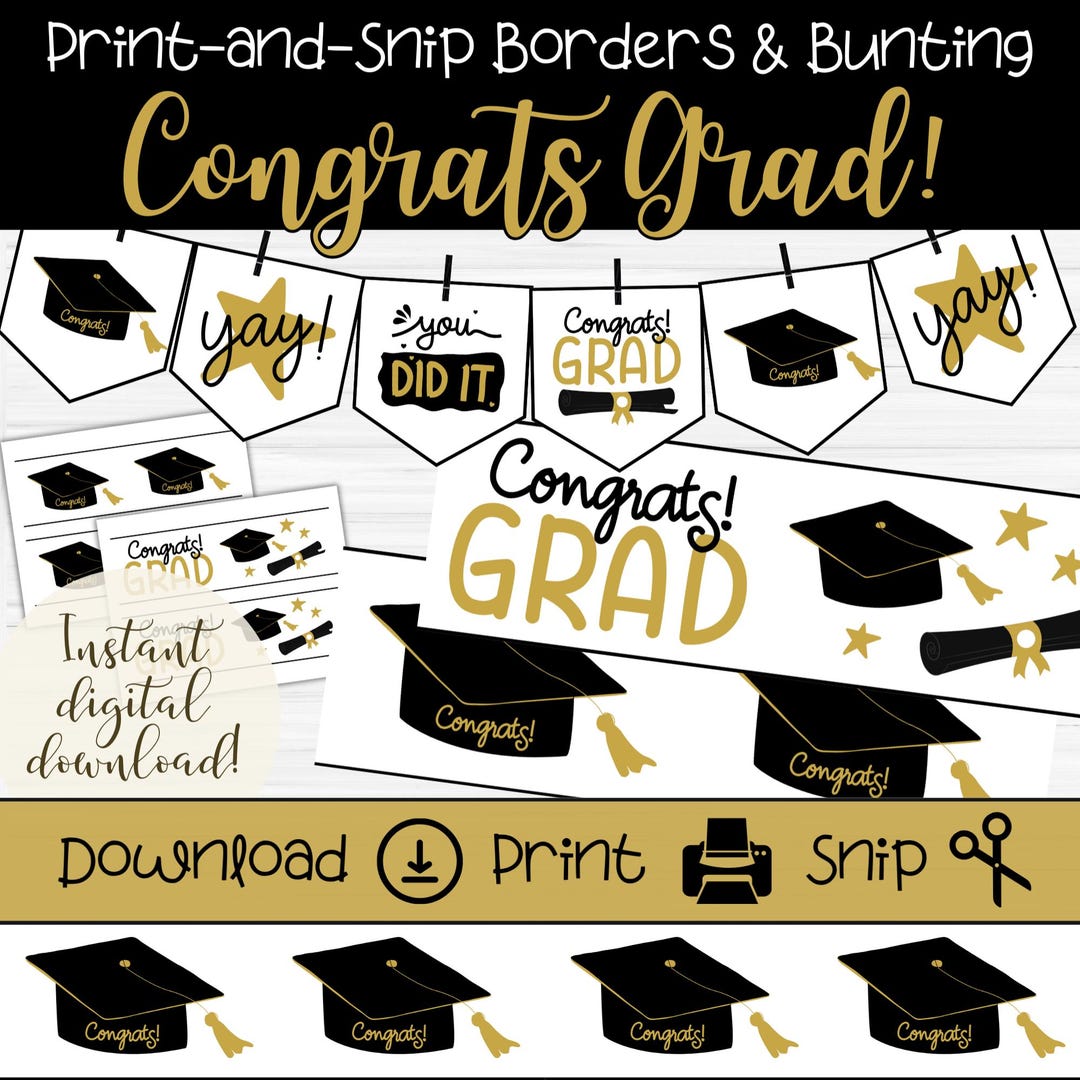 Graduation Bulletin Board Borders & Bunting Banner Flags ...