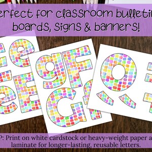 Printable Bulletin Board Letters in Watercolor Swatches Pattern ...