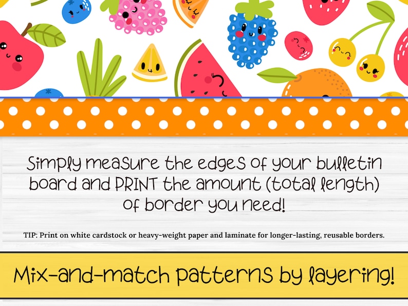 Fruit Themed Bulletin Board Borders Printable Fruity Borders Teacher ...