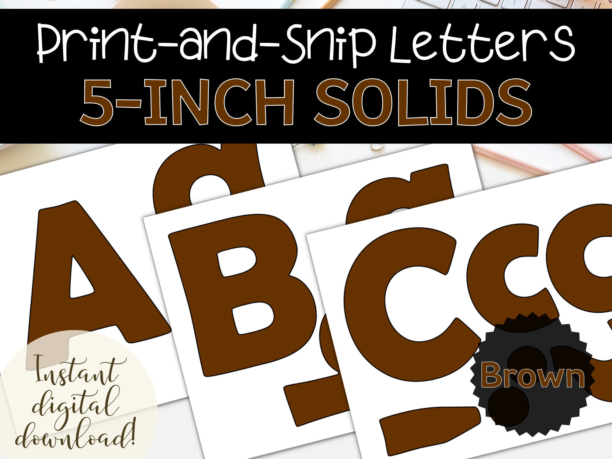 Chocolate Brown Bulletin Board Letters: 5-inch Printable Set (digital ...
