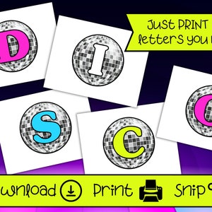 Retro Disco Ball Letters | Printable Letter Set | Bulletin Board, Party ...