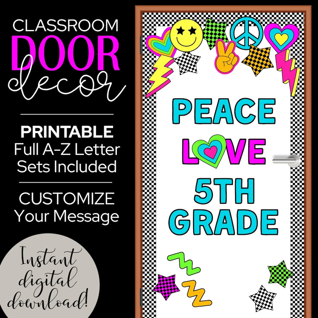 Retro Classroom Door Decor | 80's Theme (digital PDF) - Etsy