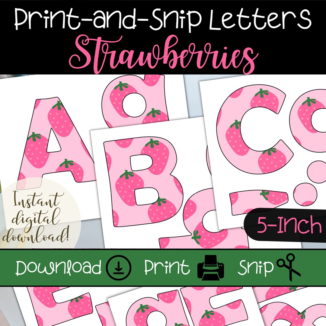Strawberry Bulletin Board Letters | Printable Letter Set for Teachers ...