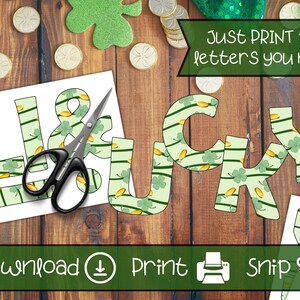 Printable St. Patrick's Day Bulletin Board Letters, Lucky Shamrocks and ...
