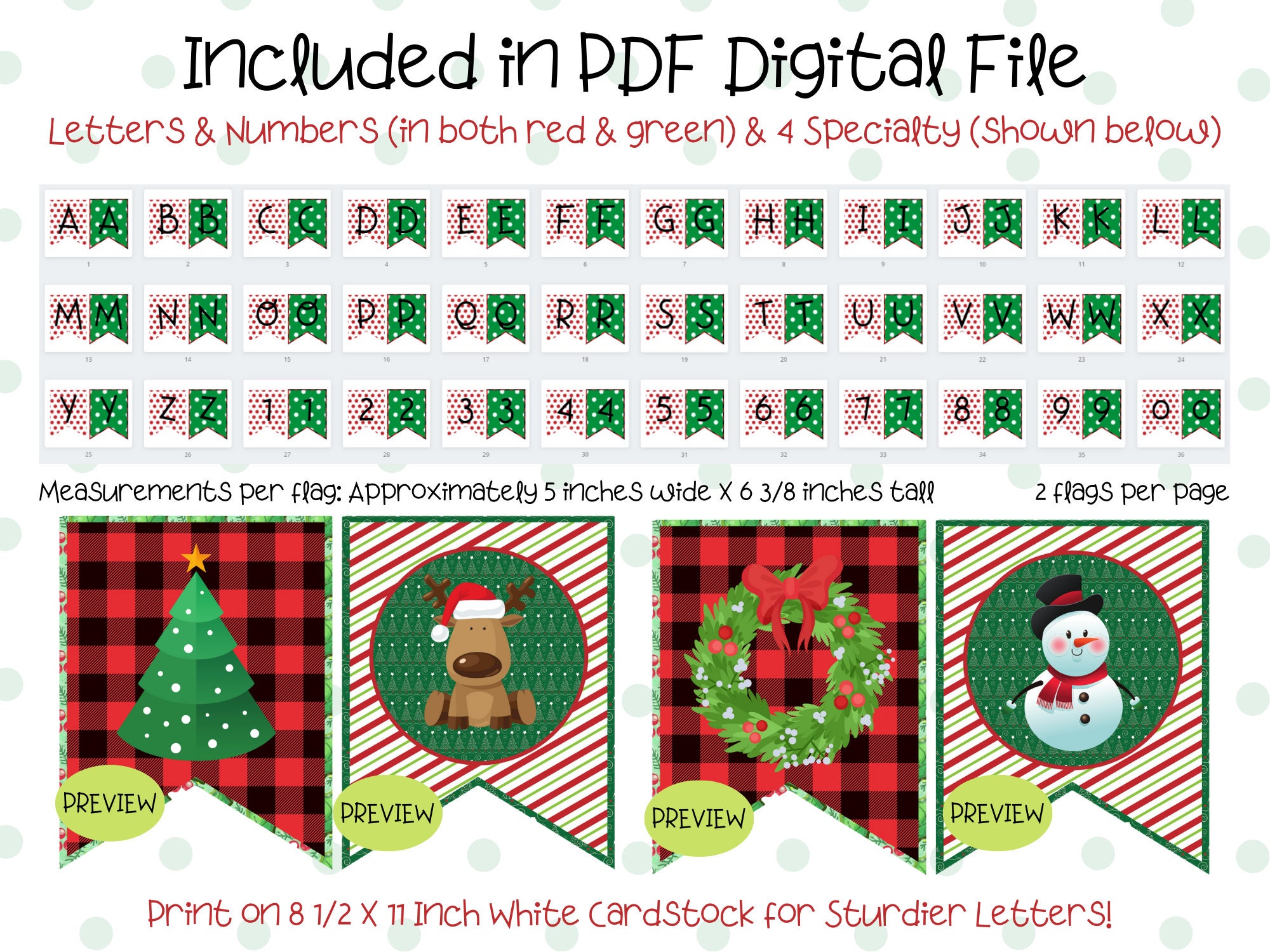 Digital Christmas Holiday DIY Bunting Banner Letters and Numbers ...