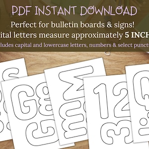 Bulletin Board Letters & Numbers | Printable Black Ink Outlined Letters ...