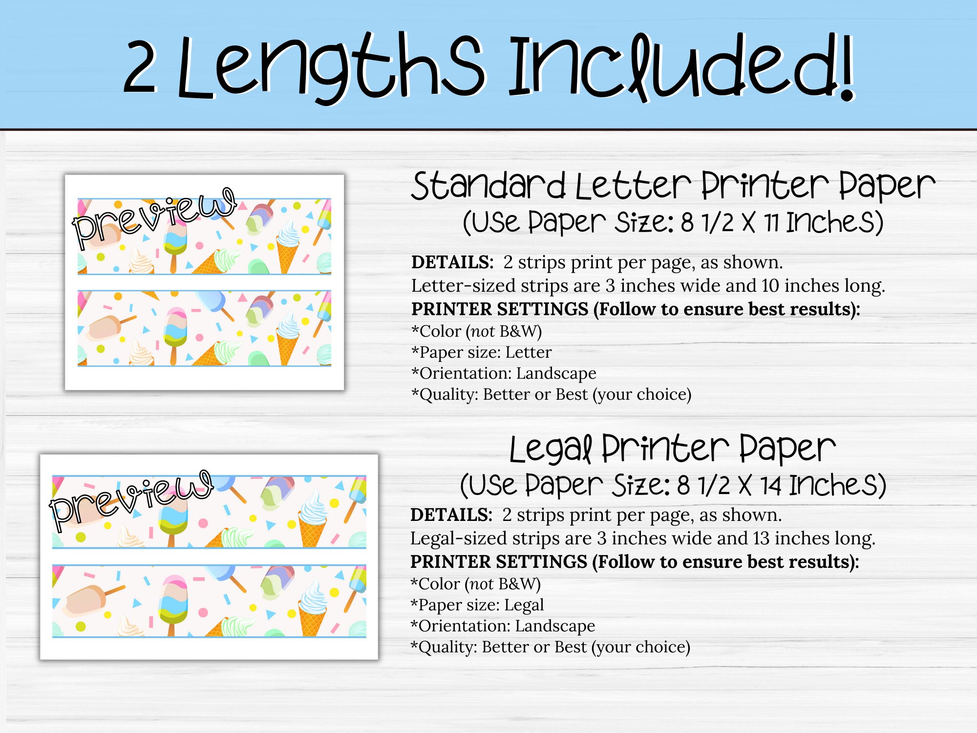 Ice Cream Party Bulletin Board Border Strips Printable Trim - Etsy