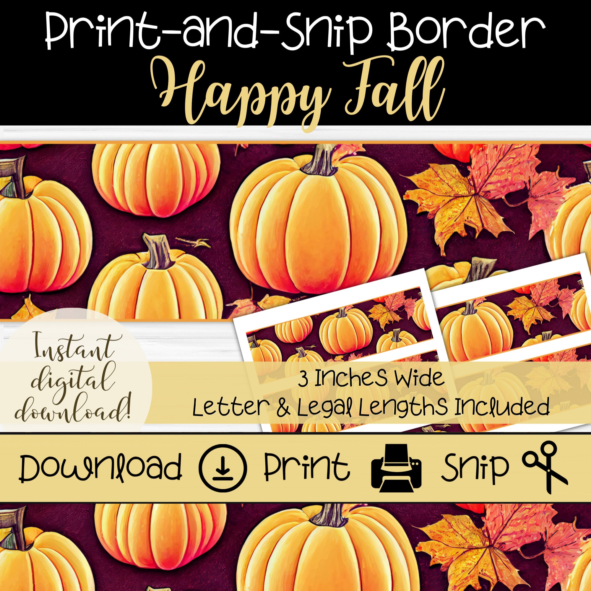 Fall Pumpkins Bulletin Board Border for Teachers Printable - Etsy