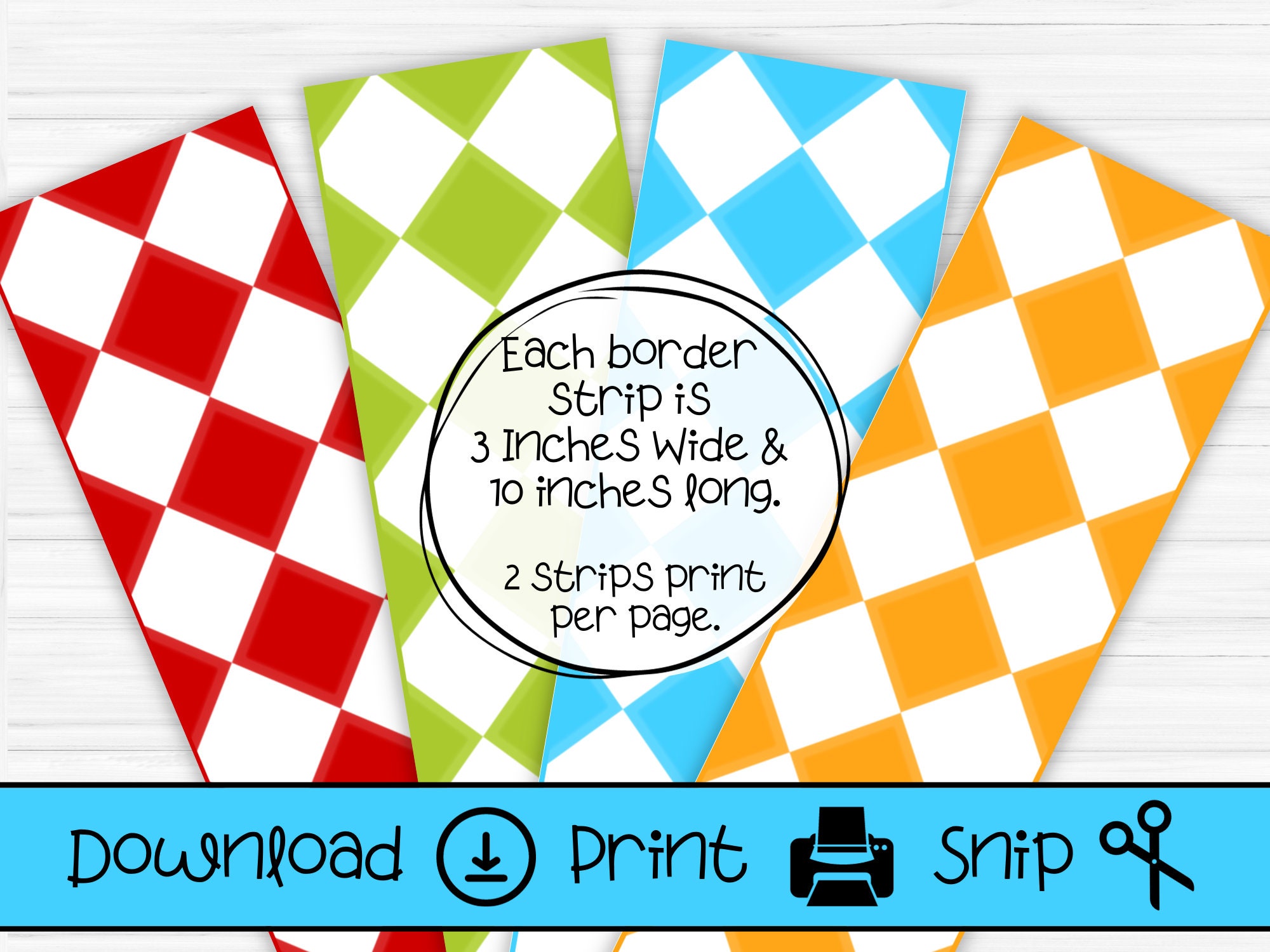 Bright Checkered Bulletin Board Borders Printable Trim for - Etsy