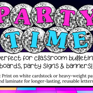 Retro Disco Ball Letters | Printable Letter Set | Bulletin Board, Party ...
