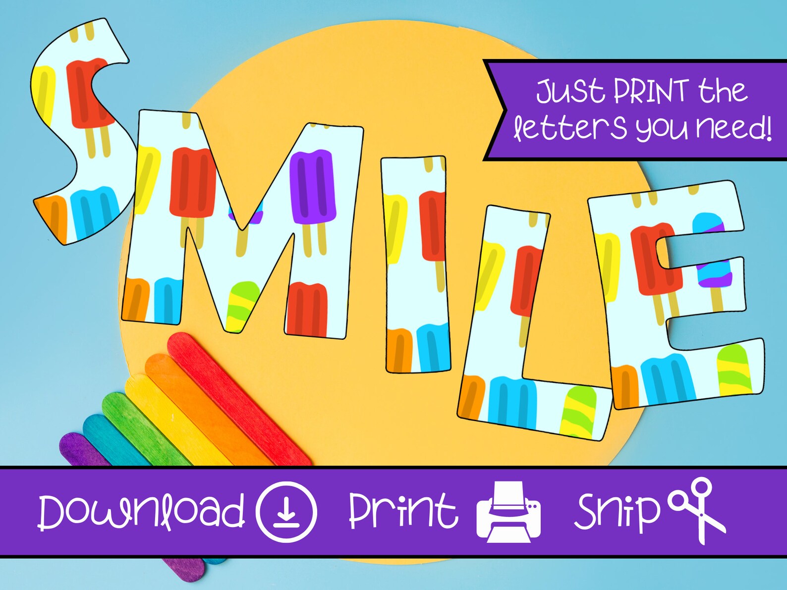 Printable Popsicle Themed Bulletin Board Letters and Numbers - Etsy