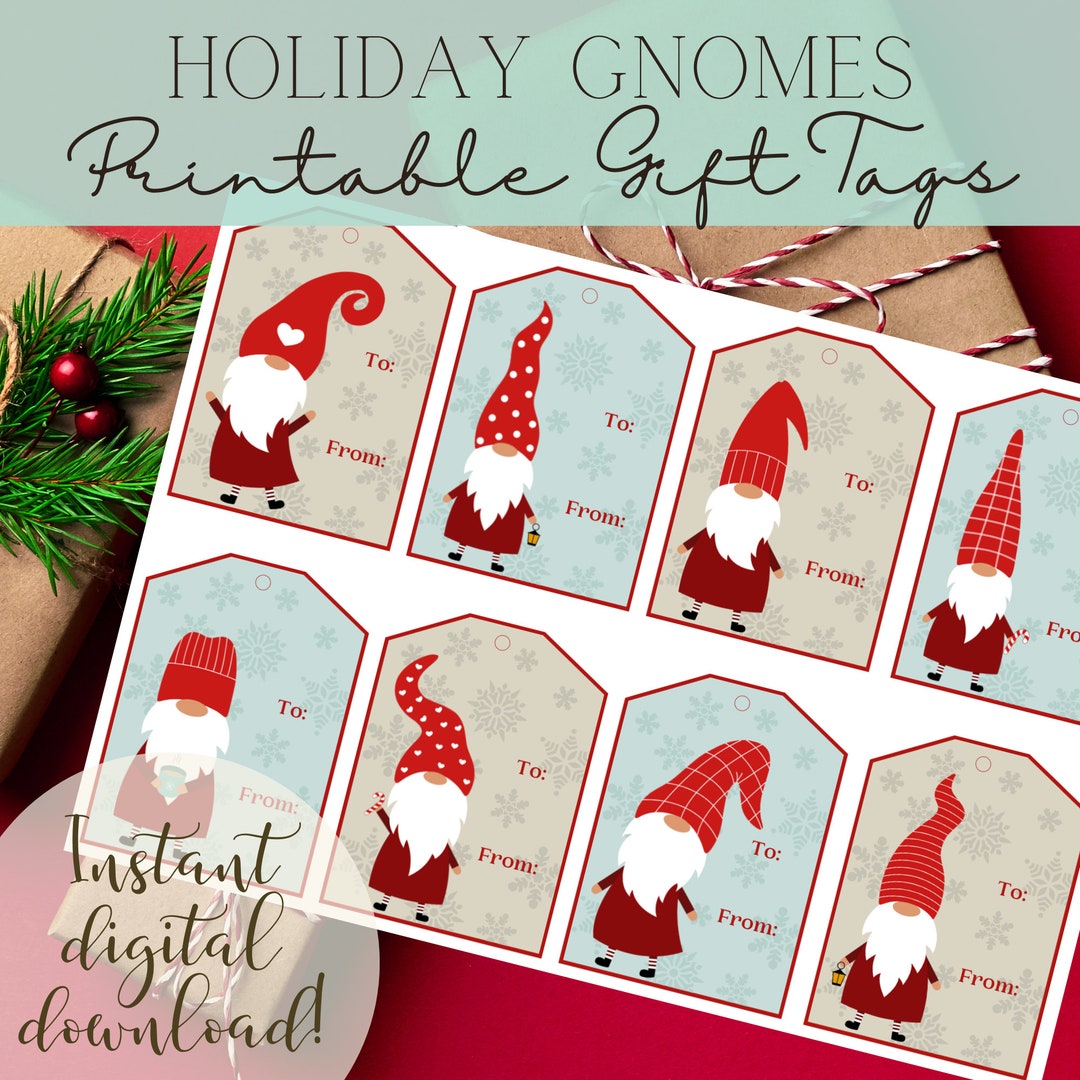 Printable Holiday Gnomes Gift Tags for Christmas Season Packages and ...