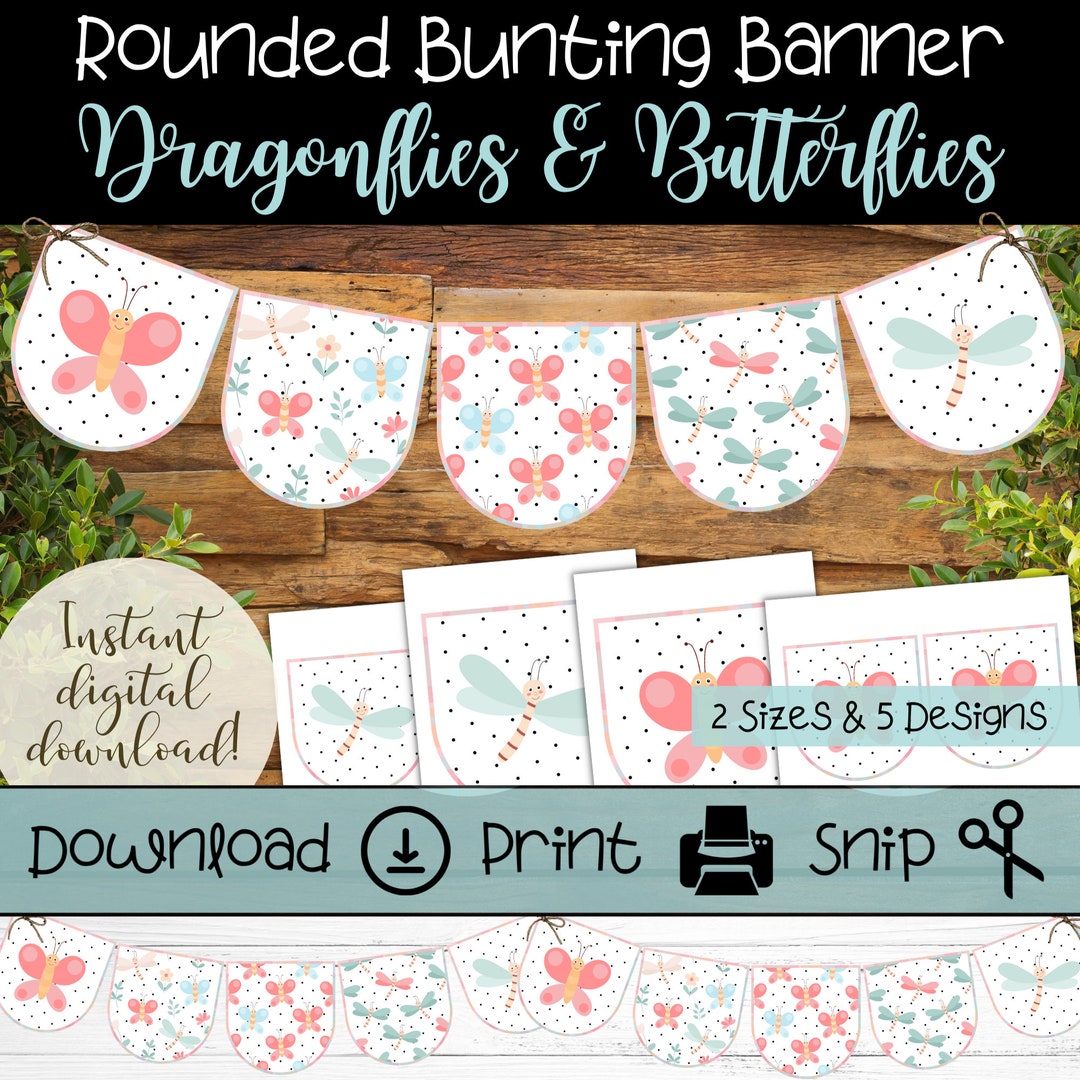 Butterfly & Dragonfly Bunting Banner Flags | Printable Classroom and ...