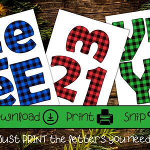 Buffalo Plaid Printable Letters for Holiday Bulletin Boards, Signs ...