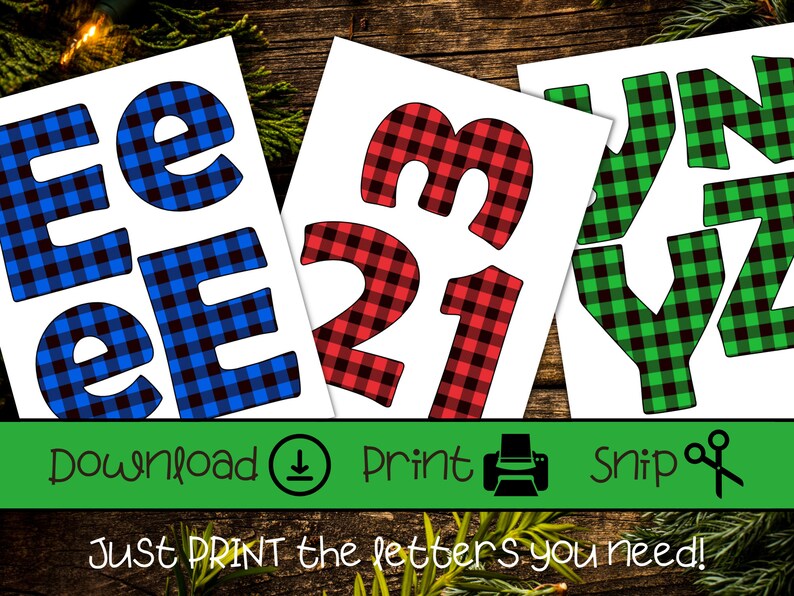 Buffalo Plaid Printable Letters for Holiday Bulletin Boards, Signs ...