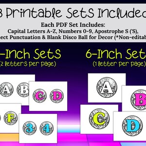 Retro Disco Ball Letters | Printable Letter Set | Bulletin Board, Party ...