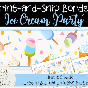 Ice Cream Party Bulletin Board Border Strips | Printable Trim for ...