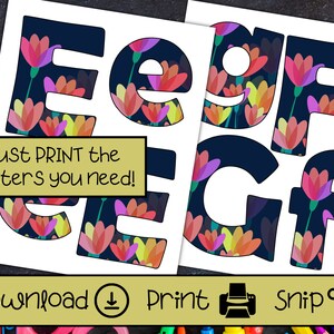 Floral Bulletin Board Letters | Printable Spring & Summer Letter Set ...