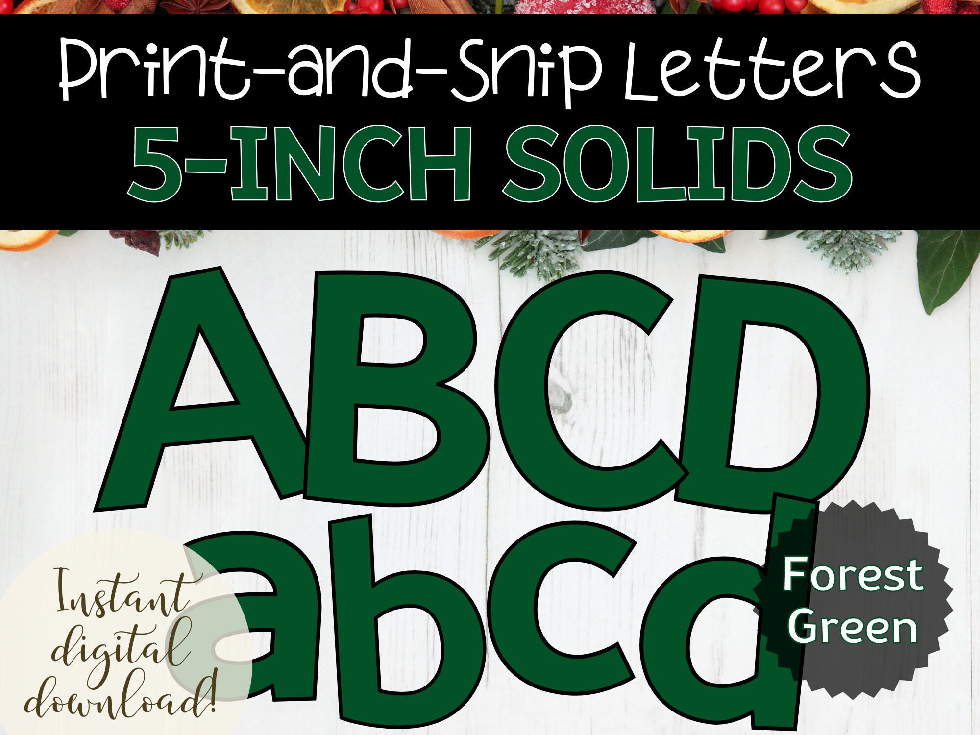 Forest Green Bulletin Board Letters Printable 5 Inch Letter Set Large ...
