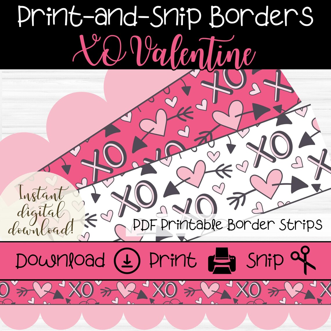 Valentine's Day Border Strips | Printable Bulletin Board Trim for ...